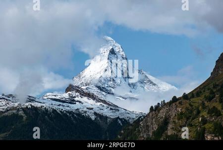 The Iconic Matterhorn mountain after a fresh fall of snow in late ...