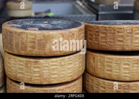 Whole wheels of Monte Veronese cheese Stock Photo - Alamy