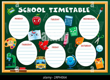 Weekly Timetable on School Bus Theme illustration Stock Vector Image ...