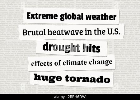 Climate change news headlines. Newspaper clippings about global warming ...