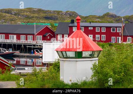 Lod lighthouse in Hattvika Lodge, Ballstad fishing village, Lofoten ...