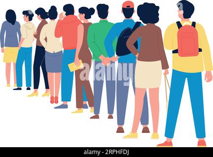 Back view people. standing crowd of male and female persons. Vector ...