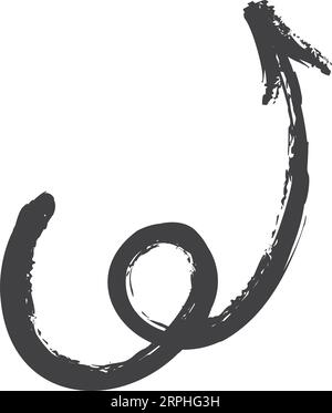Curled arrow doodle. Hand drawn black element Stock Vector Image & Art ...