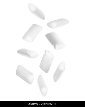 Collage with chewing gum pads on white background Stock Photo - Alamy