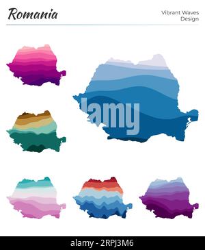 Set of vector maps of Europe. Vibrant waves design. Bright map of ...