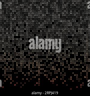 Amazing matrix background in orange colors. Grid of random old Chinese ...