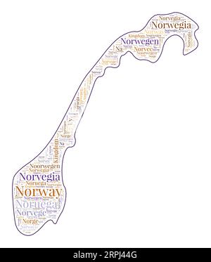 Norway shape with country names word cloud in multiple languages ...