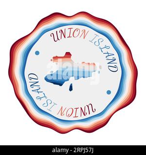 Union Island map. Map of the island with beautiful geometric waves in ...