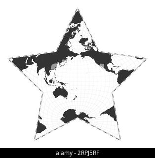 Vector world map. Berghaus star projection. Plain world geographical ...