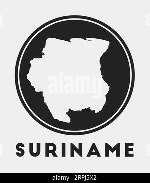 Suriname badge. Map of the country with beautiful geometric waves and ...