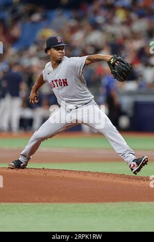 Boston Red Sox pitcher Brayan Bello reacts after striking out Seattle ...