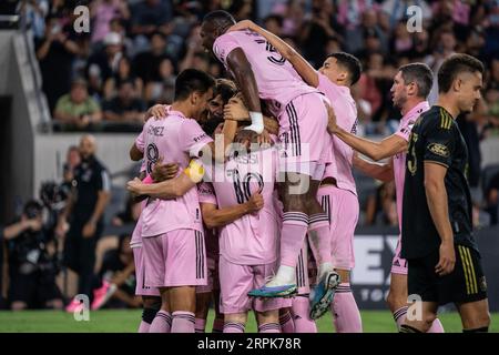 Inter Miami defender Kamal Miller, right, heads the ball past Nashville ...