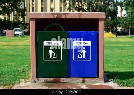 Wet and dry dustbin at place in india Stock Photo - Alamy
