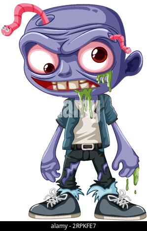 Illustration of a male zombie with a worm coming out of his head Stock ...