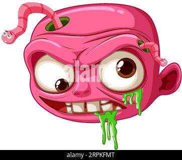 Illustration of a male zombie with a worm protruding from his head ...