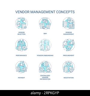 Customizable icons representing vendor management concepts Stock Vector ...