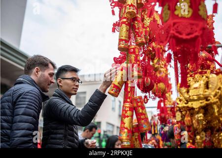 Visitors select flowers at a New Year Flower Market in Shanghai, China ...