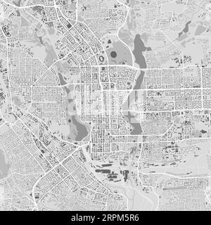 Donetsk city map, Ukraine. Municipal administrative borders, black and ...