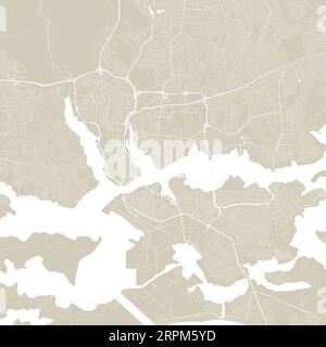 Map of Abidjan city, Cote d'Ivoire. Urban black and white poster. Road ...