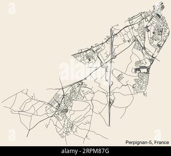 Street roads map of the PERPIGNAN-1 CANTON, PERPIGNAN Stock Vector ...
