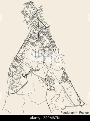 Street roads map of the PERPIGNAN-1 CANTON, PERPIGNAN Stock Vector ...
