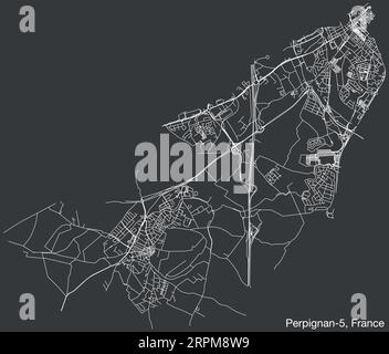 Street roads map of the PERPIGNAN-1 CANTON, PERPIGNAN Stock Vector ...