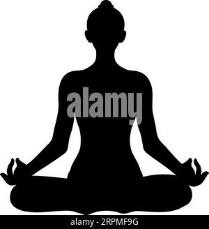 woman in lotus pose yoga vector illustration. One line drawing and ...