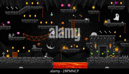 Game level background with platforms under water in sea or ocean ...