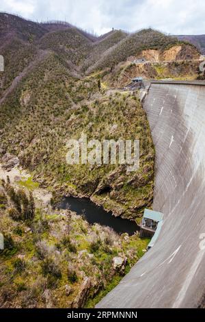 Tumut Pond Dam from the Tumut River forming as part of the Snowy ...