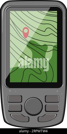 device gandheld gps cartoon vector illustration Stock Vector Image ...