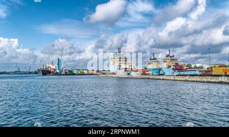 Fredericia harbor with old ships, Denmark Stock Photo - Alamy