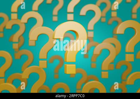 Yellow solid question marks. 3d illustration Stock Photo - Alamy