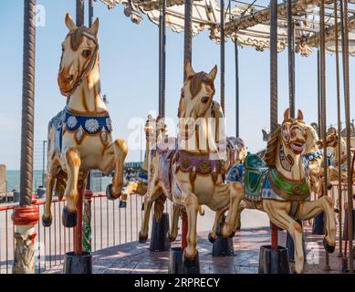 Traditional Fairground Horse Carousel at Folkestone, Kent, UK Stock ...