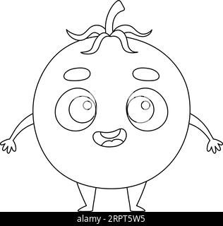 Coloring book with cute vegetable tomato. For kids kindergarten ...