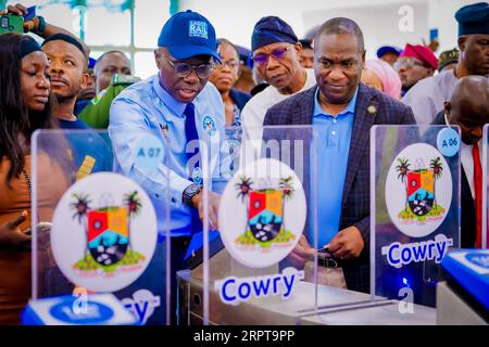 LAGOS, NIGERIA - SEPTEMBER 4: Sanwo-Olu takes Blue Line train ride ...
