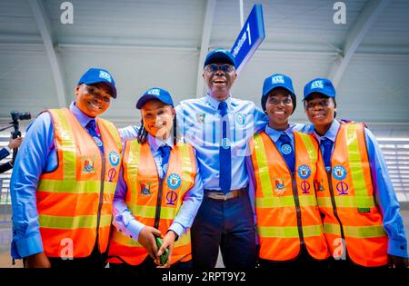 LAGOS, NIGERIA - SEPTEMBER 4: Sanwo-Olu takes Blue Line train ride ...