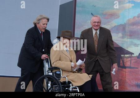 First Flight Society President Rex Peters and aviation pioneer Harry ...