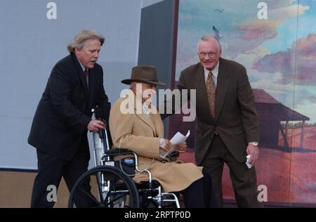 First Flight Society President Rex Peters and aviation pioneer Harry ...