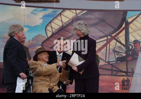 First Flight Society's Rex Peters with aviation pioneer Harry Combs in ...