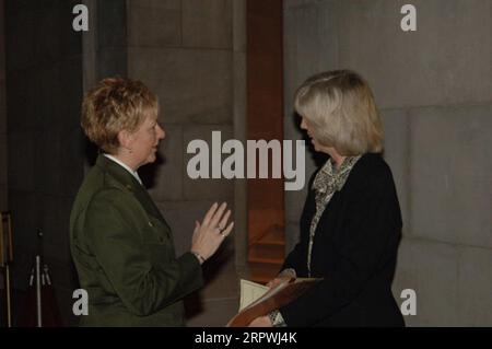 Secretary Gale Norton, right, conversing with Vikki Keys, National Park ...