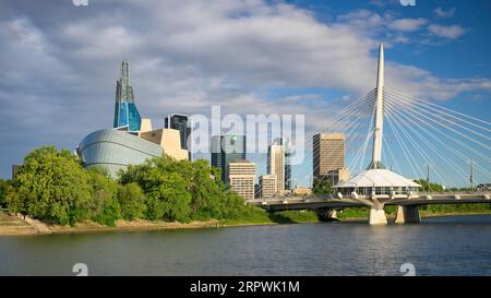 Winnipeg skyline from across the Red River in Winnipeg, Manitoba Stock ...