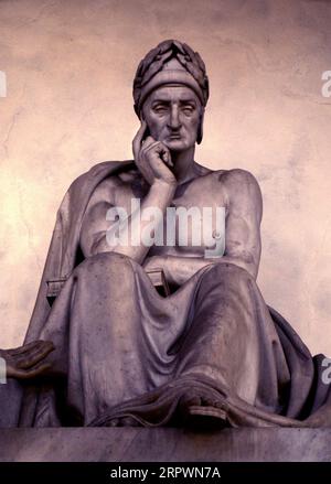 An 1830 marble statue of Italian poet Dante Alighieri (digitally ...