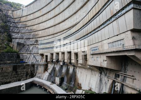 Dam of Enguri hydroelectric power plant in Georgia, aerial view Stock ...