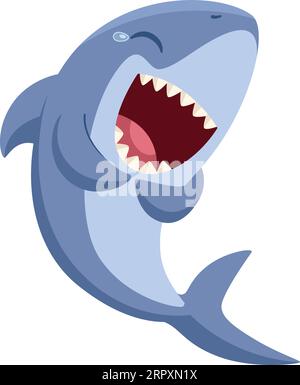 Laughing shark character. Funny animal with sharp teeth Stock Vector ...