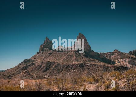 Mule Ears rock formation in Big Bend National Park, Texas Stock Photo ...