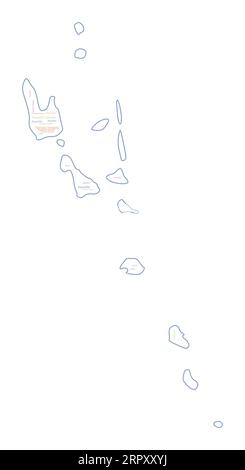 VANUATU map design. Country names in different languages and map shape ...