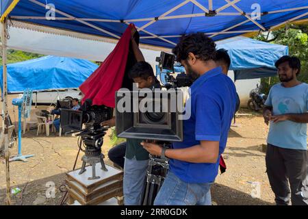 Film crew prepares to film a movie at Goregaon Film City complex, which ...