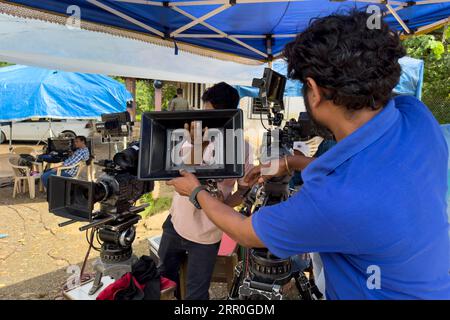 Film crew prepares to film a movie at Goregaon Film City complex, which ...