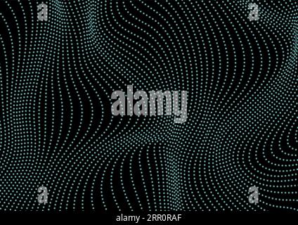 Futuristic refracted dotted lines waves abstract technology background. Vector illustration ...