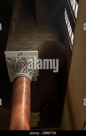 Byzantine capital column inside Saint Mark's church in Belgrade, Serbia ...